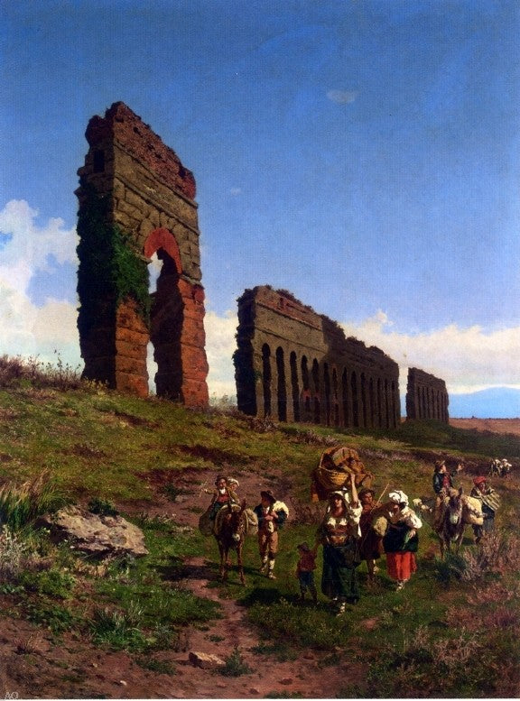Pietro Barucci Passing by the Ruins Oil Painting – OilPaintingsForSale.com