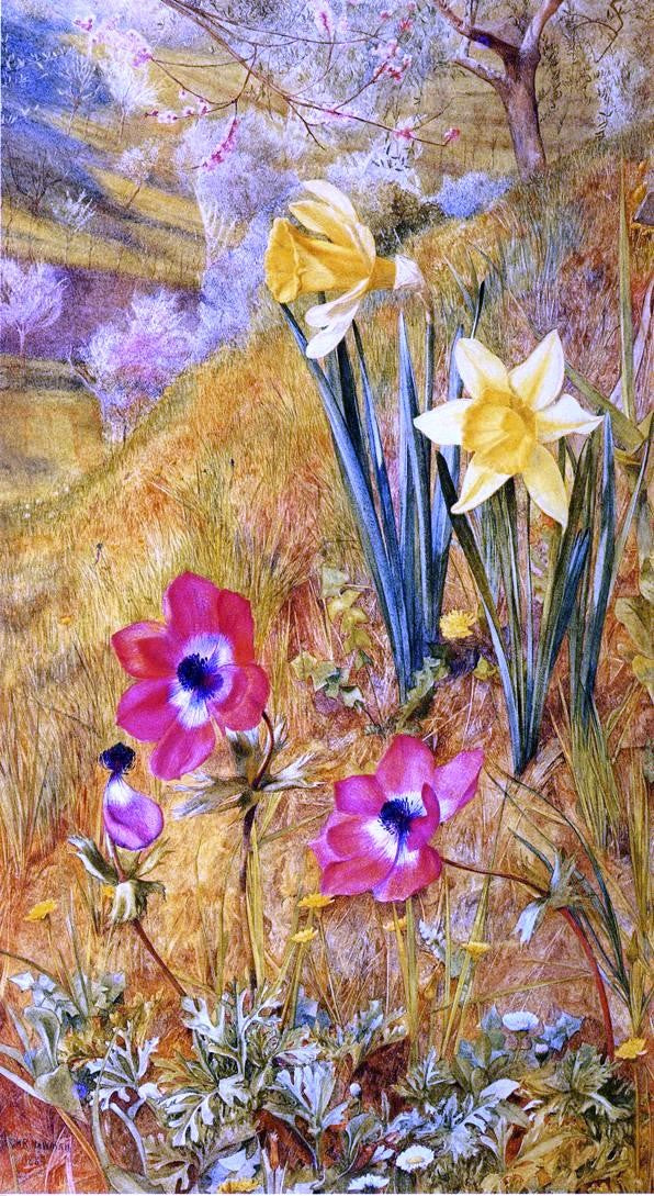 Henry Roderick Newman Anemones and Daffodils Oil Painting ...