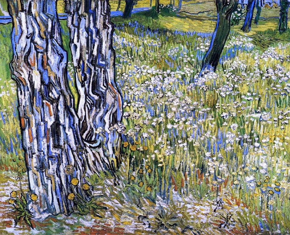 Vincent Van Gogh Tree Trunks in the Grass Oil Painting ...