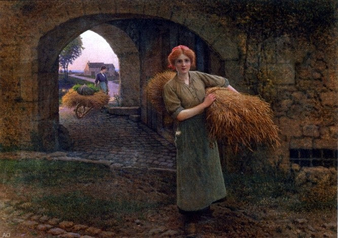 Camille-Felix Bellanger Carrying the Sheaves Oil Painting ...