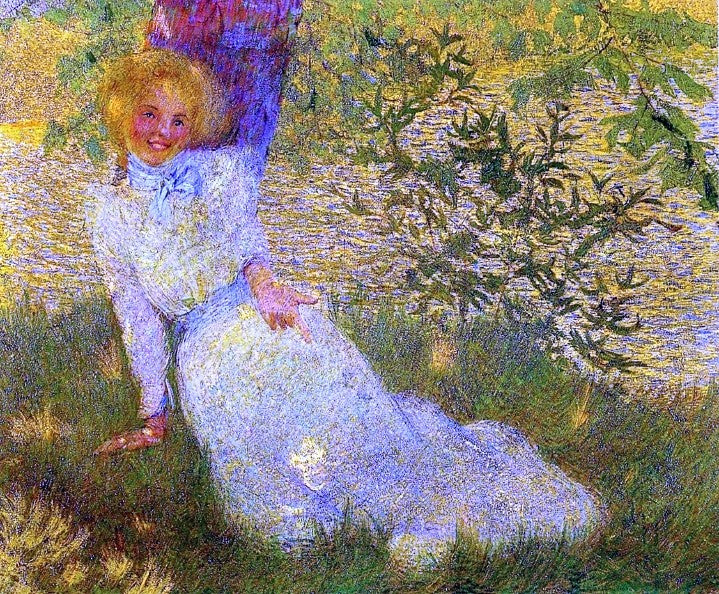 Phillip Leslie Hale Young Girl by a Stream Oil Painting ...