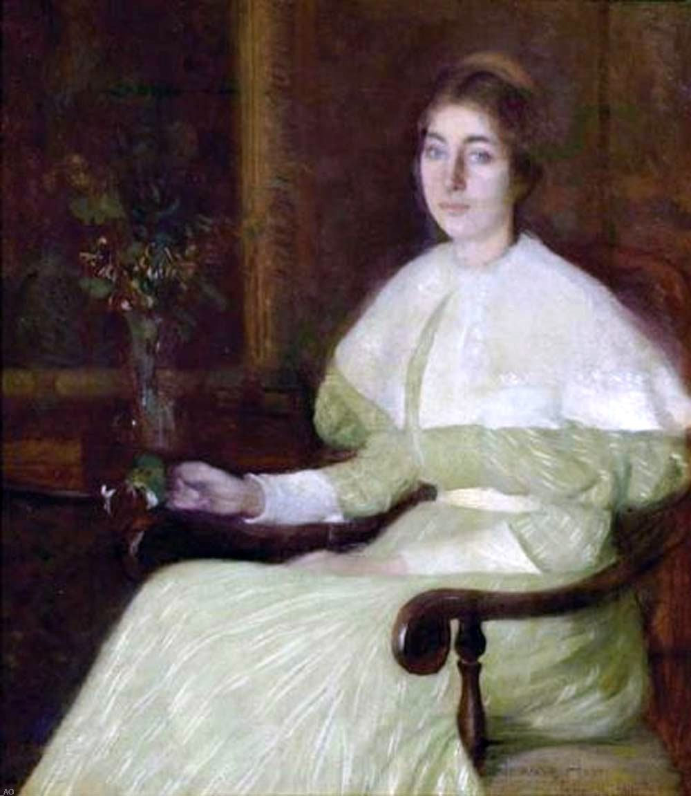 William Howard Hart Portrait of Adeline Pond Adams Seated in an ...